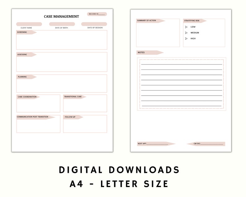 Case Managment pink Printable Form Client Documentation - Etsy UK