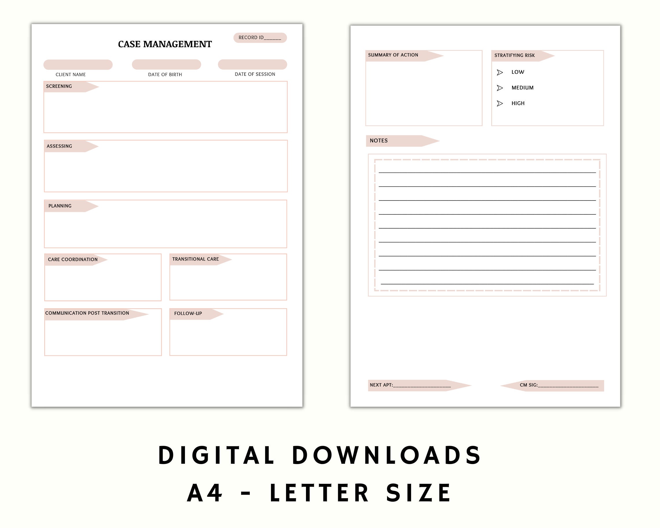 Case Managment pink Printable Form Client Documentation - Etsy UK
