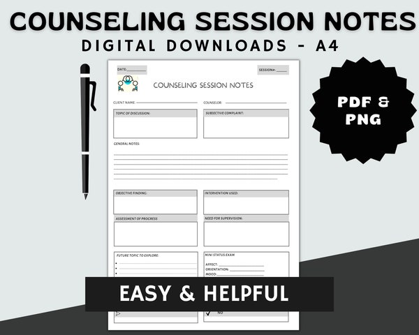 Therapy Journal Printable Notes for Counseling Mental Health Notebook ...