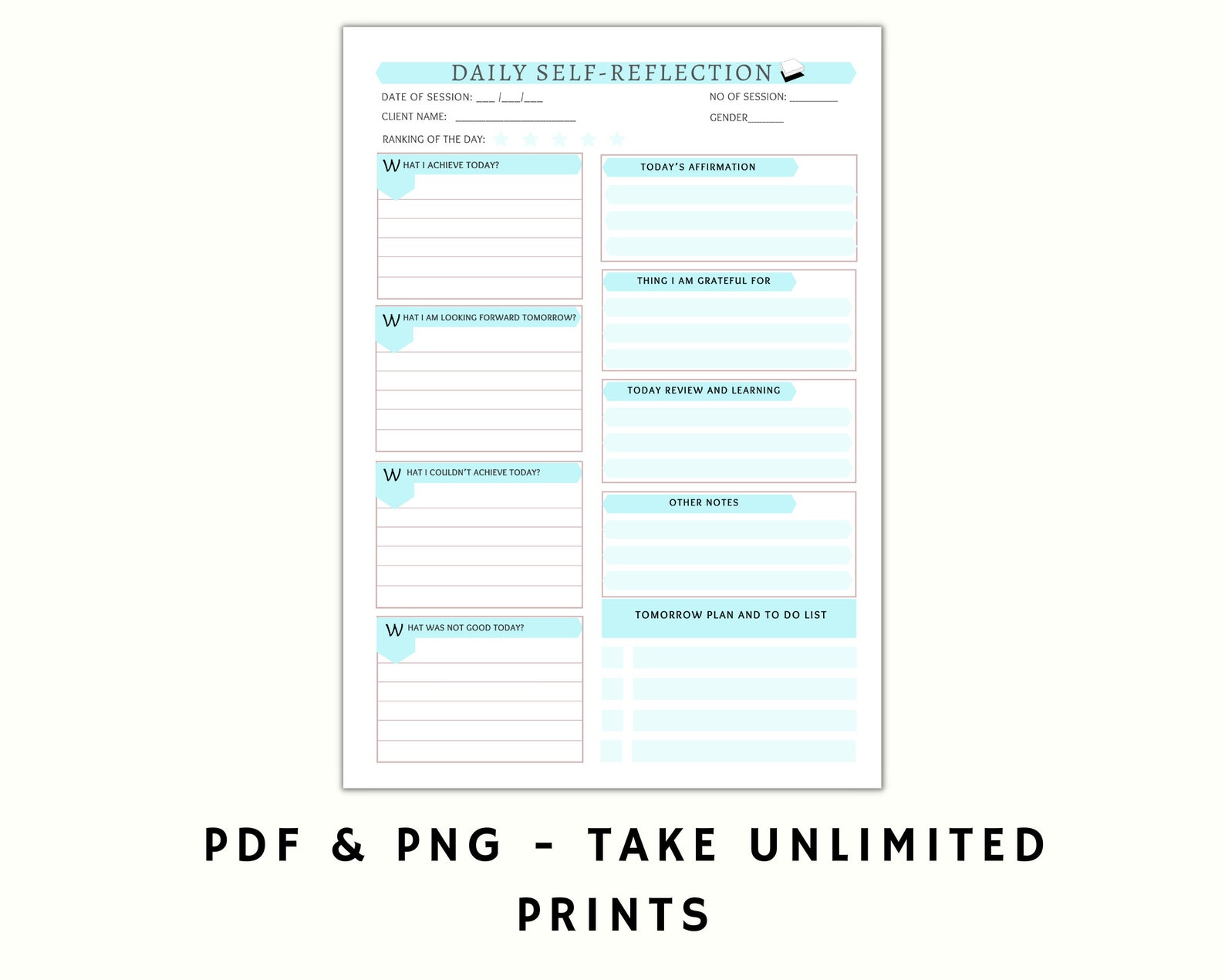 Daily Reflection Journal Printable, Daily Reflection Printable, Self ...