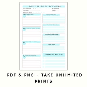 Daily Reflection Journal Printable, Daily Reflection Printable, Self ...