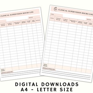 Clinical Supervision Form and Hours Log & Annual Summary, Assessment ...