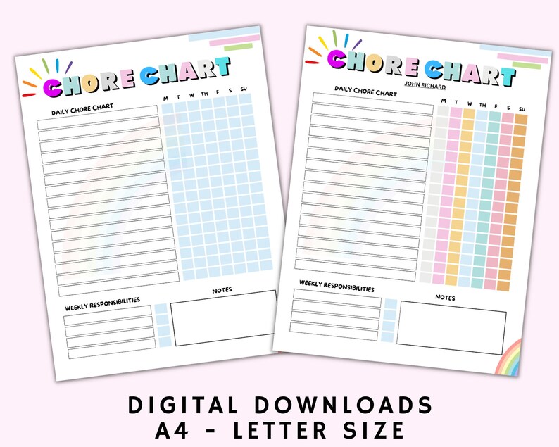 Customizable Chore Chart for Kids, Edit and Personalize Kids Chores ...