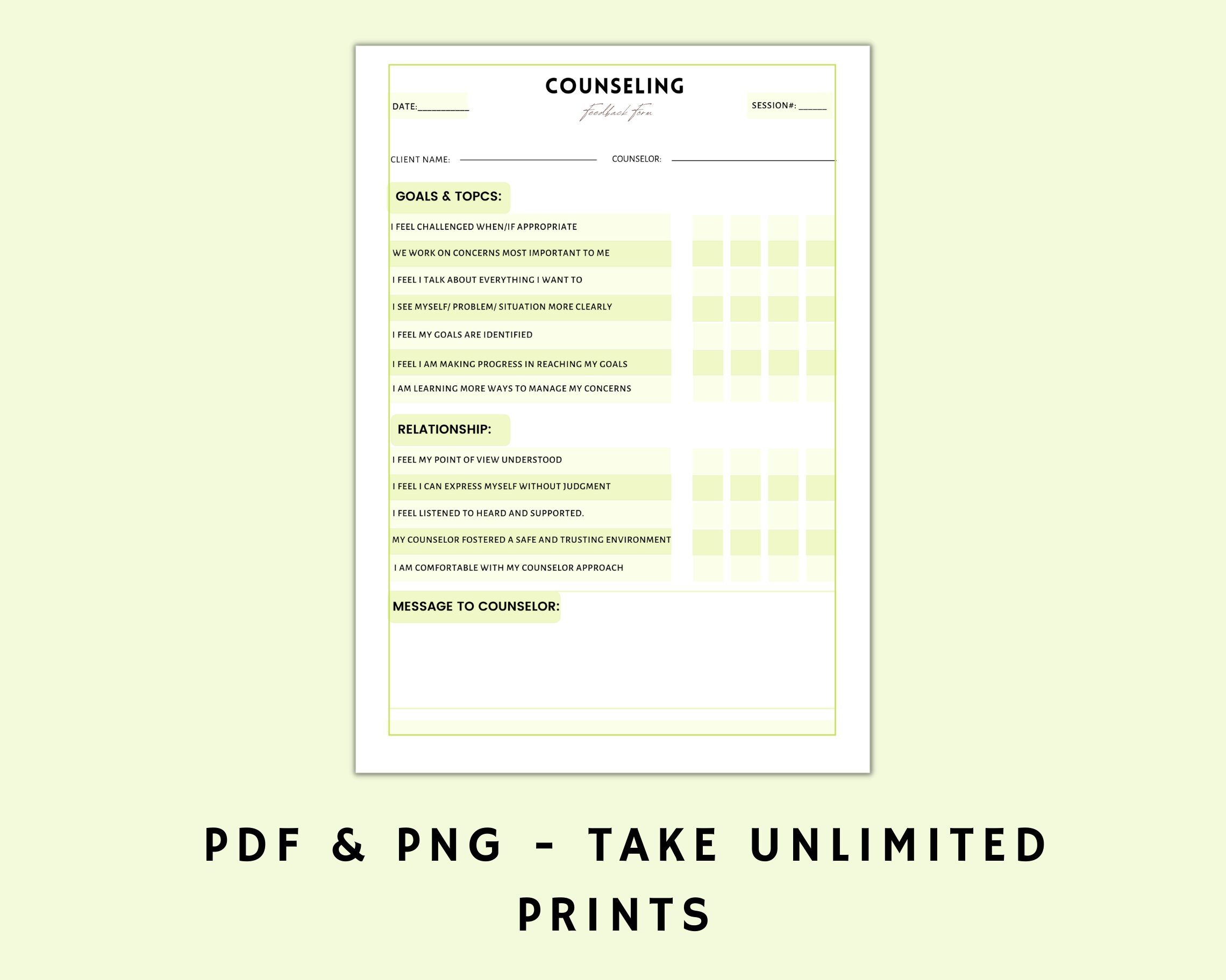Counseling Feedback Form (green), Counseling Review Form, Opinions From ...