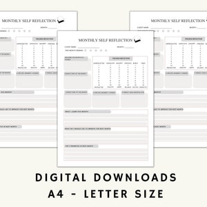 Monthly Self-reflection Planner: Personal Growth, Self-care (digital ...