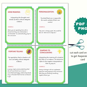 Anxiety Relief, Cognitive Distortion Flash Cards, Coping Strategy Cards ...