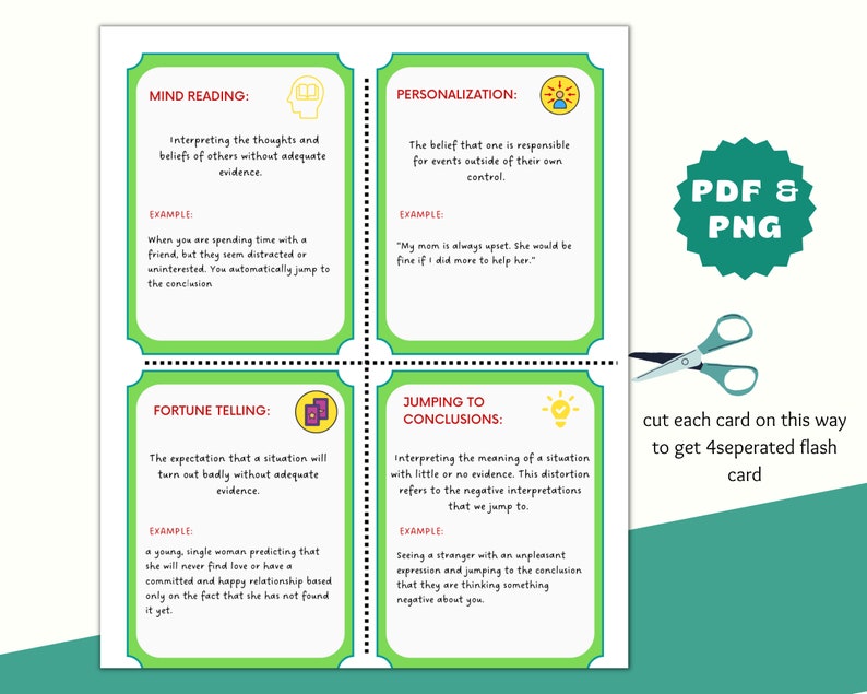 Anxiety Relief, Cognitive Distortion Flash Cards, Coping Strategy Cards ...