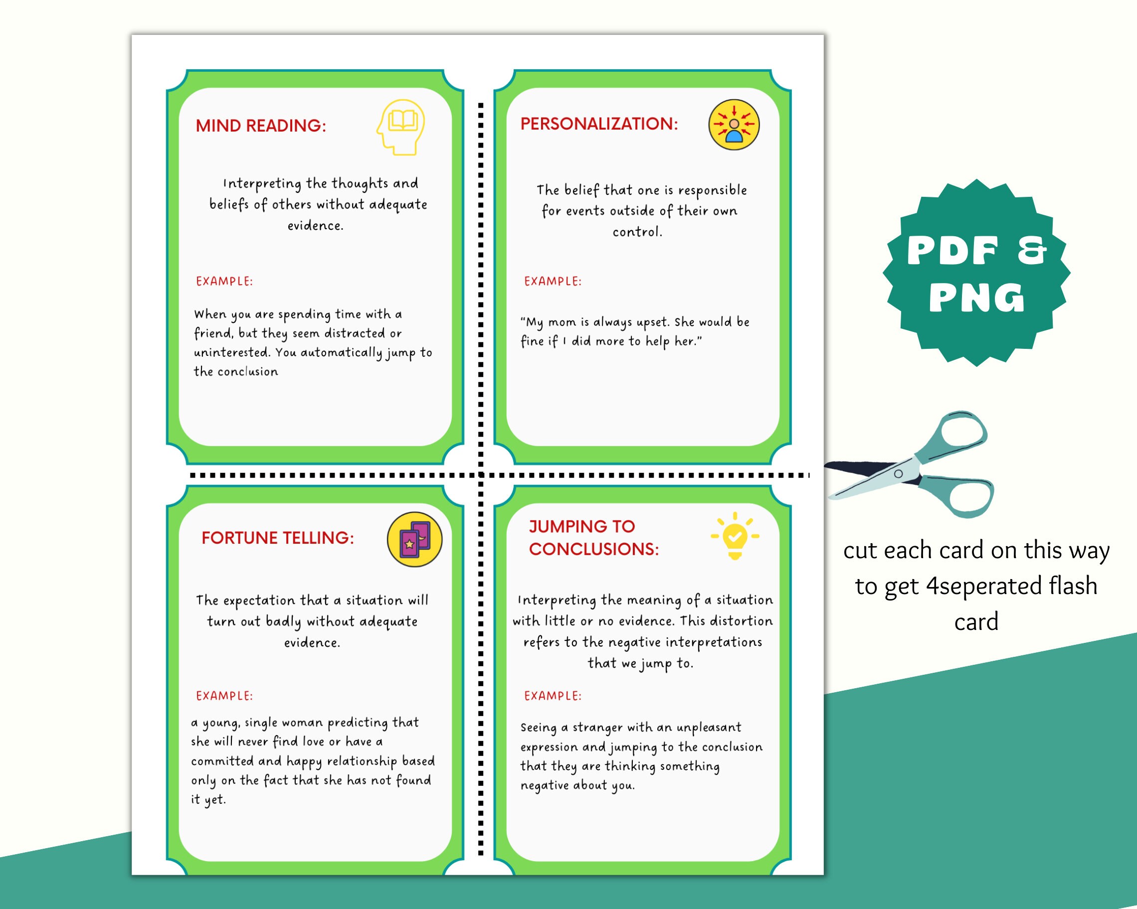 Anxiety Relief, Cognitive Distortion Flash Cards, Coping Strategy Cards ...