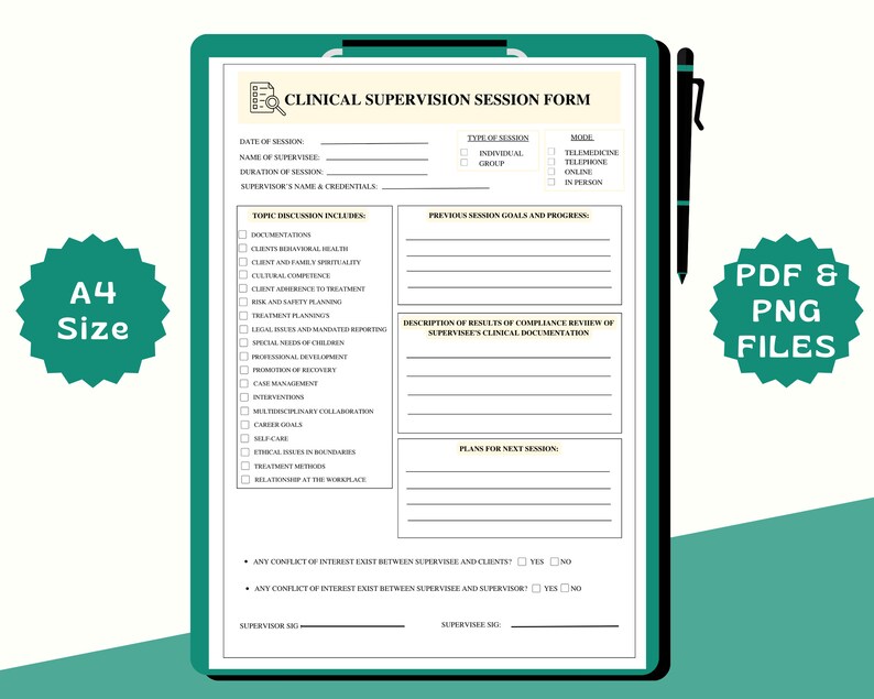 Clinical Supervision Session Forms Bundle: Reference Sheets & Log (PDF ...