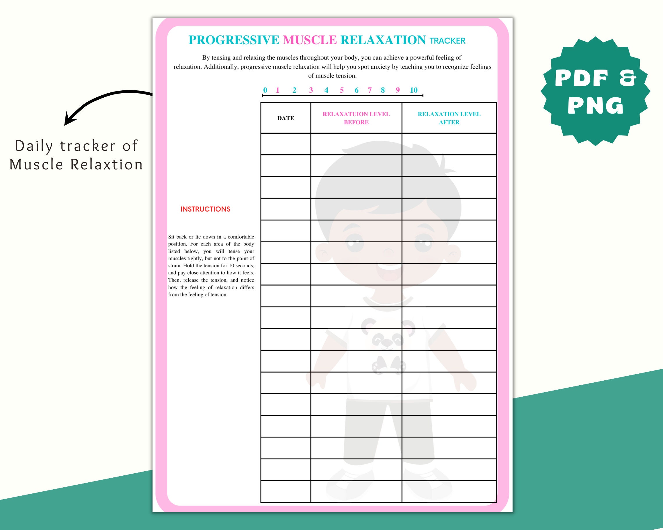 Progressive Muscle Relaxation Template, Relaxation Strategies, Stress ...