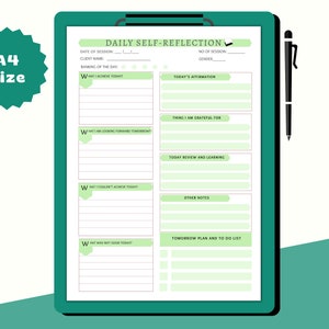 Daily Self Reflection Template, Reflection Daily Journal Notes, Daily ...