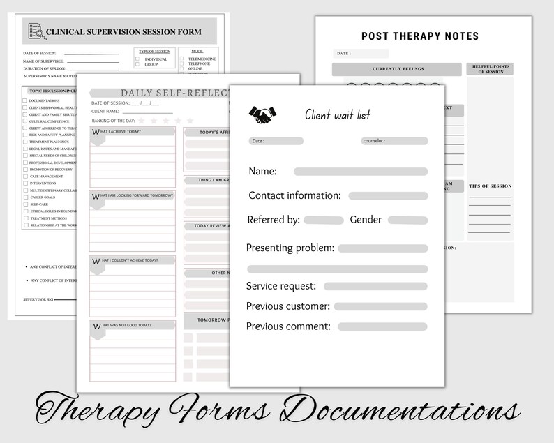 Therapy Forms Documentations Bundle, Mental Health Desk Top Reference ...