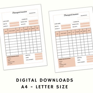 Therapist Invoice Printable, Therapy Invoice, Therapist Documentation ...