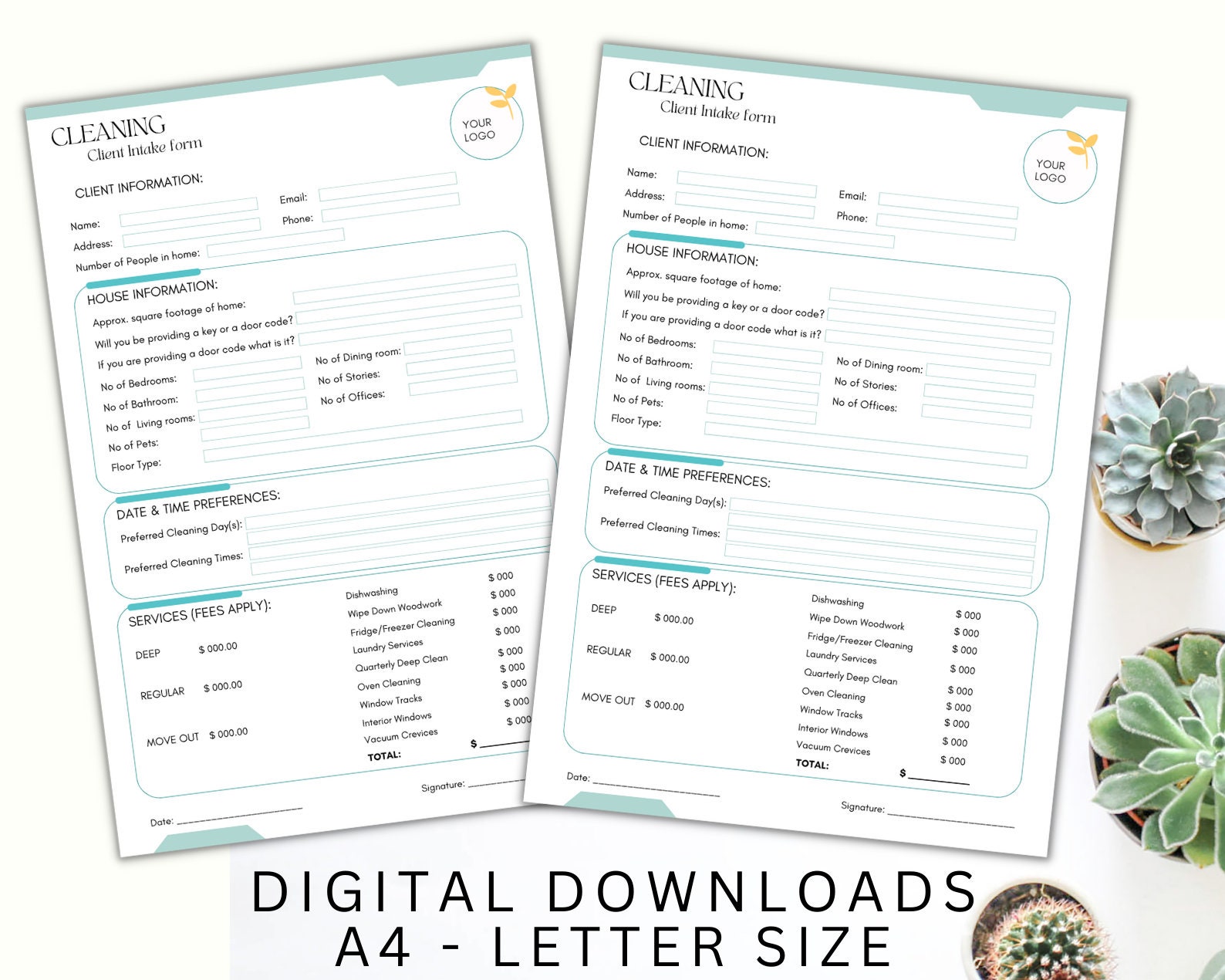 Cleaning Client Intake Form Template: Editable Canva Design (digital ...