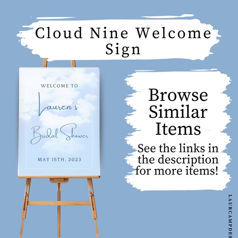 6 Different Elegant Cloud Nine Bridal Shower Party Signs- Wedding ...
