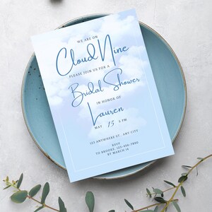 Cloud Nine Bridal Shower Invitation- Baby Shower, Birthday Party, Baby ...