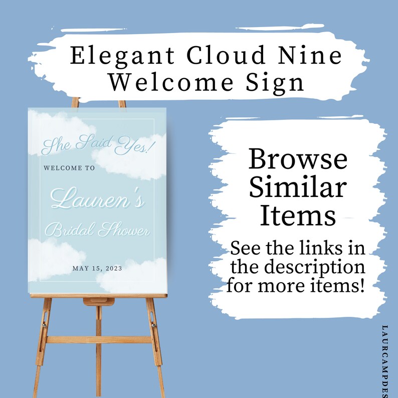6 Different Elegant Cloud Nine Bridal Shower Party Signs- Wedding ...