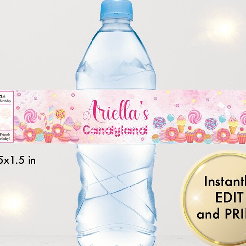Candyland Water Bottle Labels INSTANT DOWNLOAD Sweets Party - Etsy