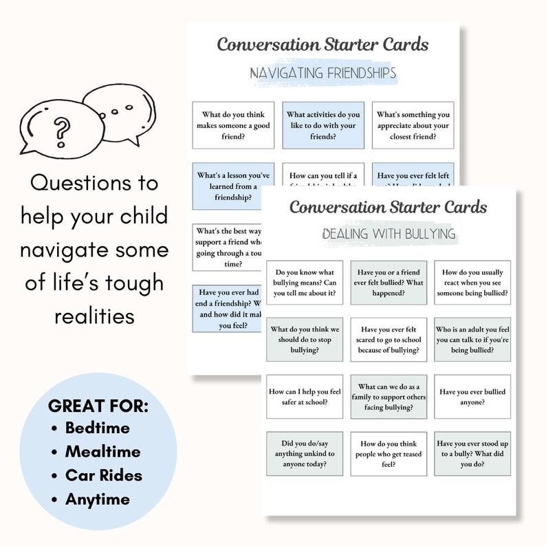 350 Conversation Cards for Kids, Conversation Starters, Family Dinner ...