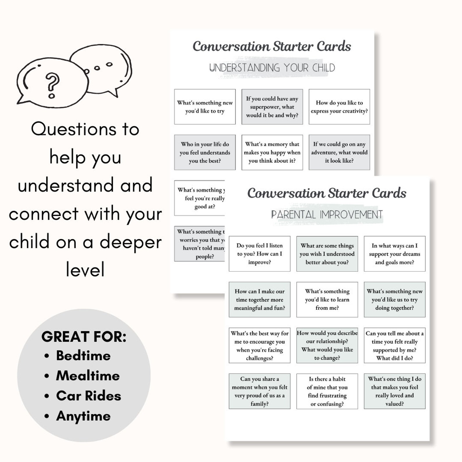 350 Conversation Cards for Kids, Conversation Starters, Family Dinner ...