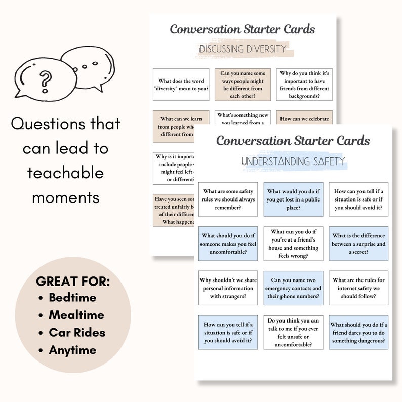 350 Conversation Cards for Kids, Conversation Starters, Family Dinner ...