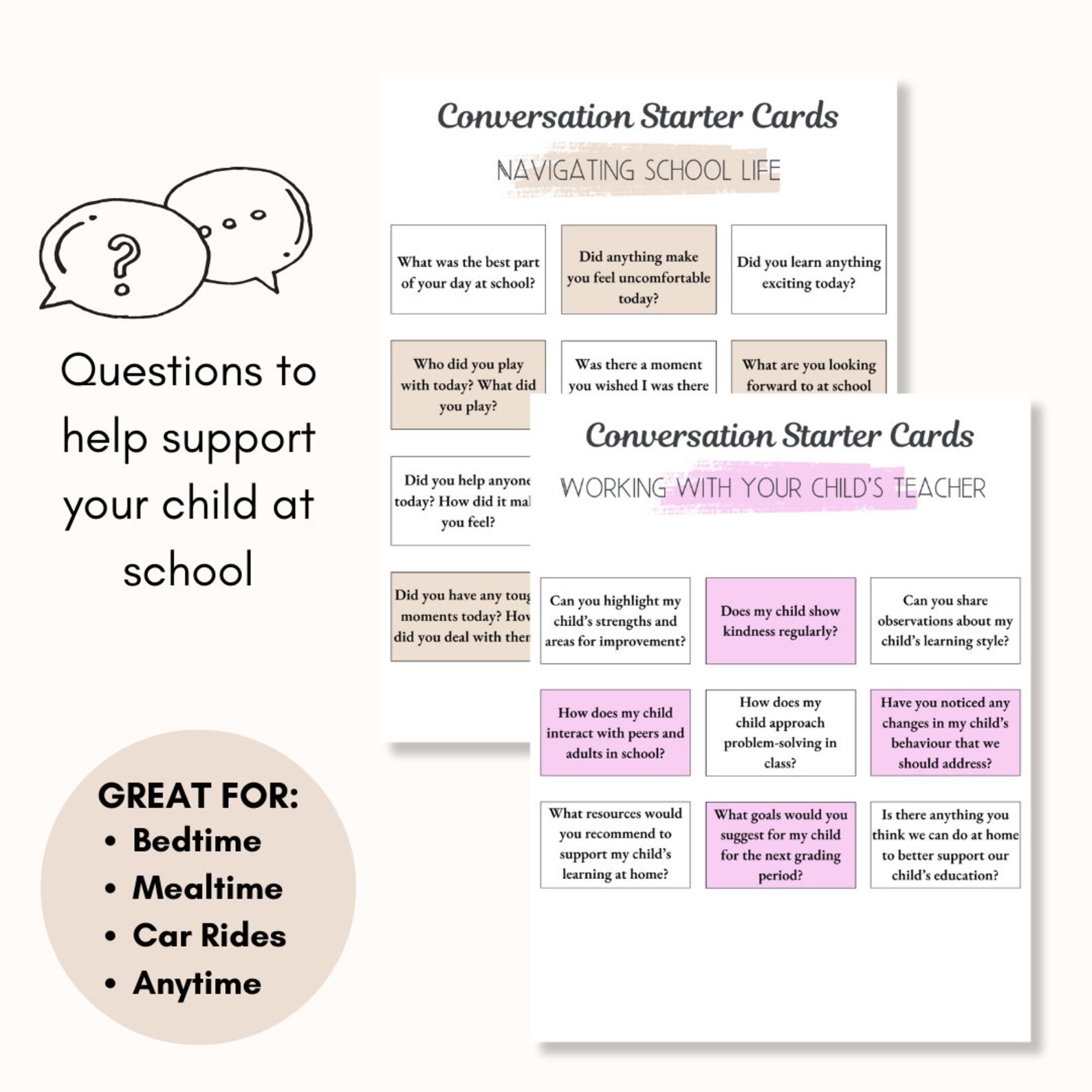 350 Conversation Cards for Kids, Conversation Starters, Family Dinner ...