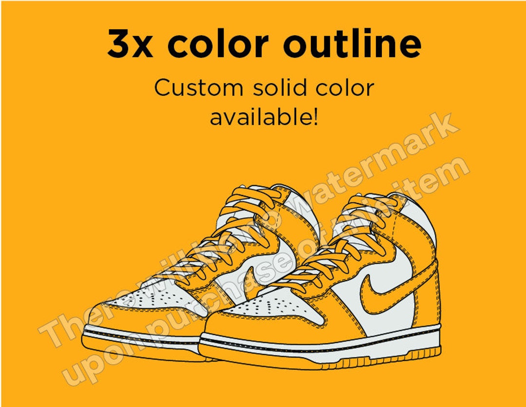 Hi-top Sneaker Outline 3 Color Dunks Professional Eps - Etsy