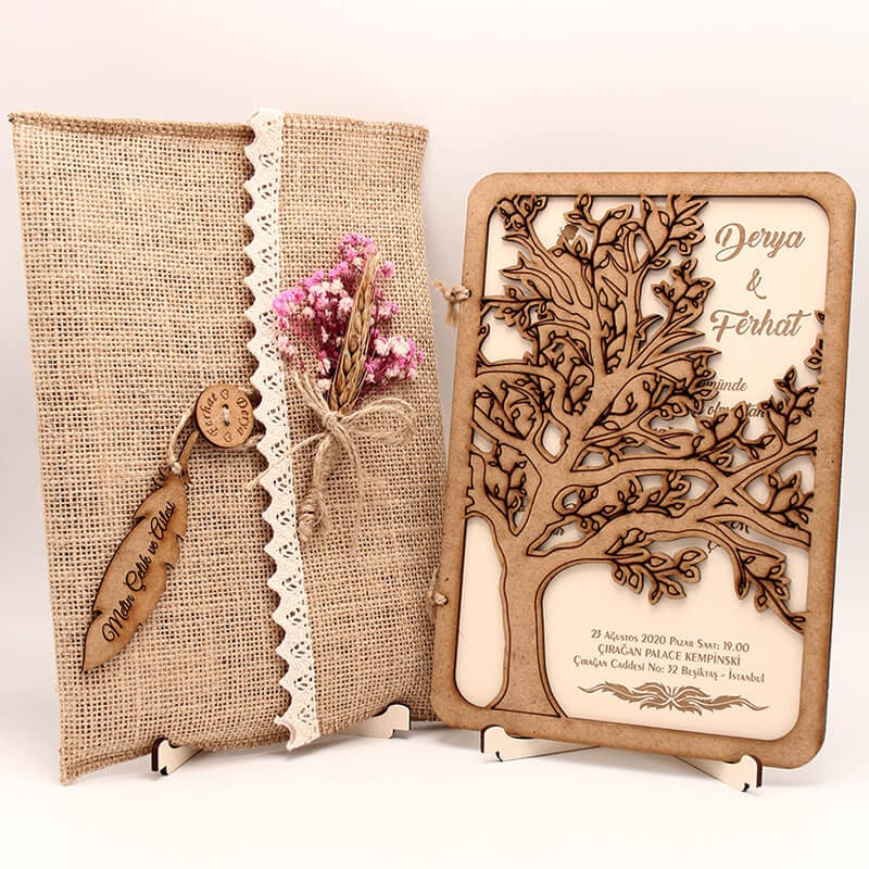 Rustic Wood Wedding Invitation,natural Folded Unique Invitation Card ...