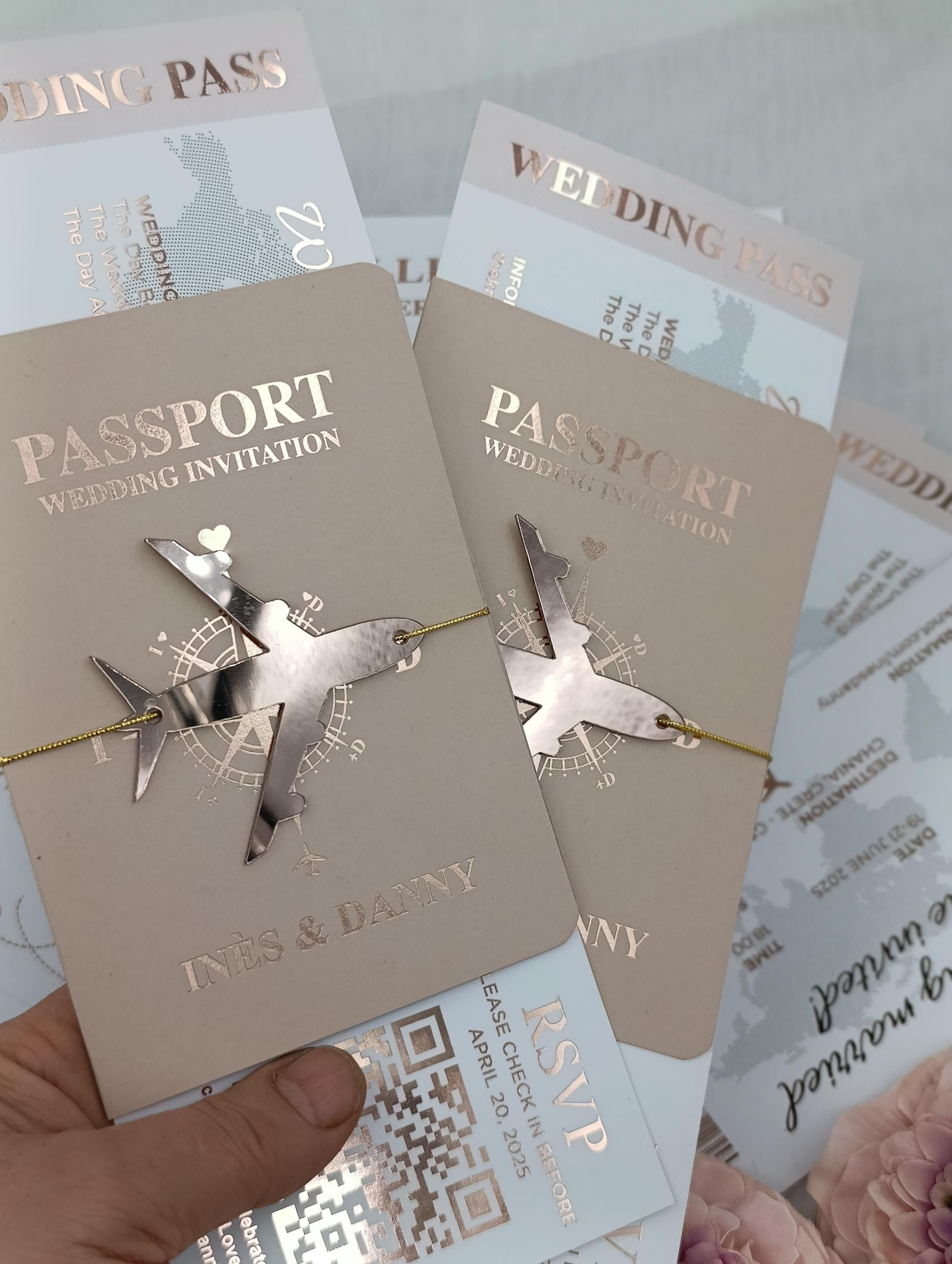 Custom Travel Wedding Invitation Set - Passport & Boarding Pass Theme ...