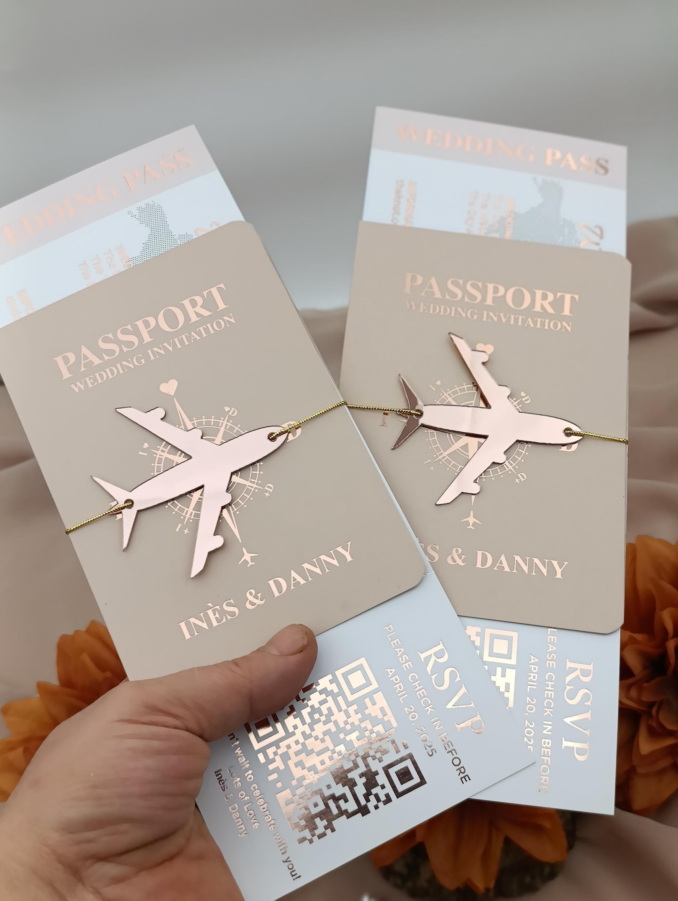 Custom Travel Wedding Invitation Set - Passport & Boarding Pass Theme ...