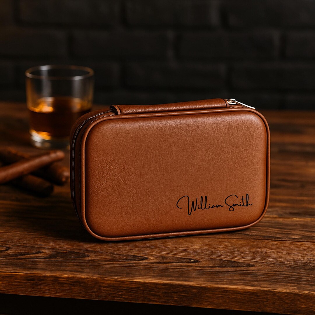 Custom Fraternity Leather Travel Cigar Case – Personalized Engraved ...