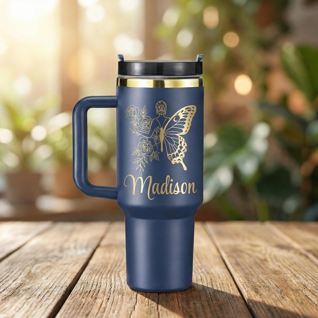 Custom Logo Engraved 40oz Tumbler, Gold Engraving, Business Branding ...