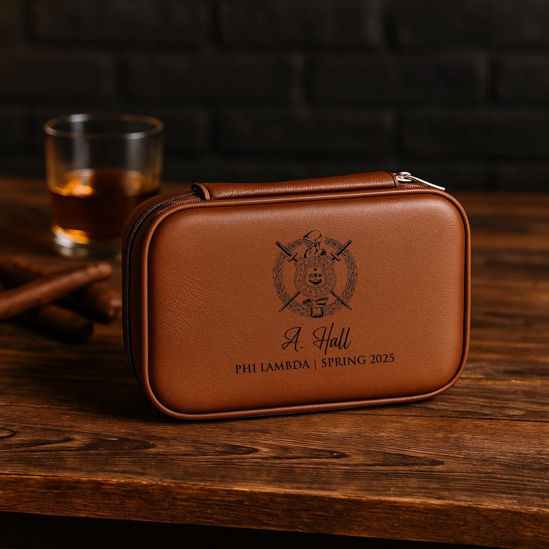 Custom Engraved Omega Psi Phi Leather Travel Case – Personalized ...