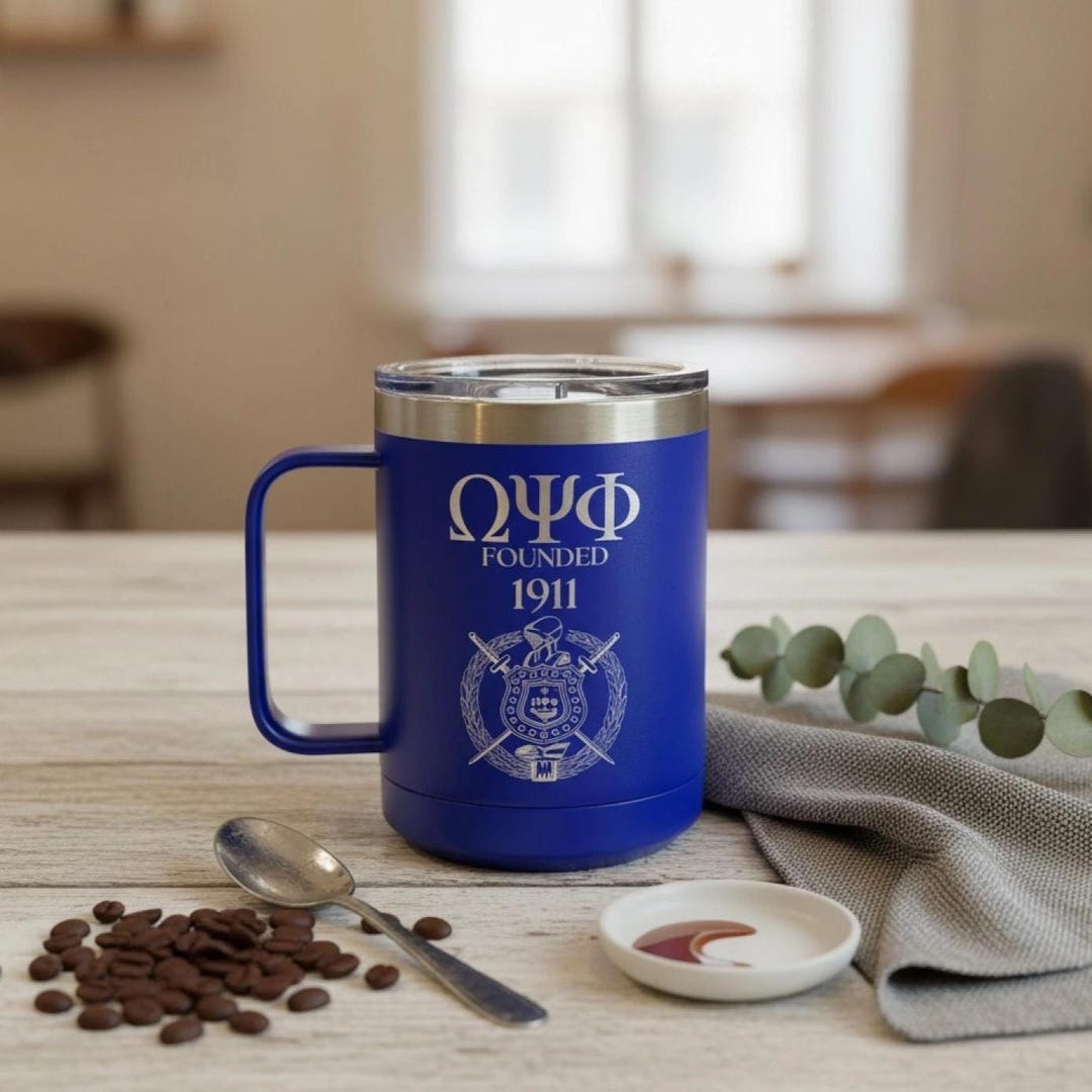 Custom Engraved Omega Psi Phi Coffee Mug (15 Oz) - Etsy