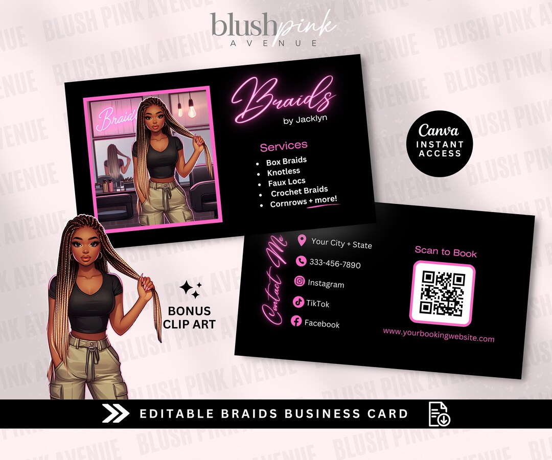 Hair Braiding Business Card Hair Business Card Braids - Etsy