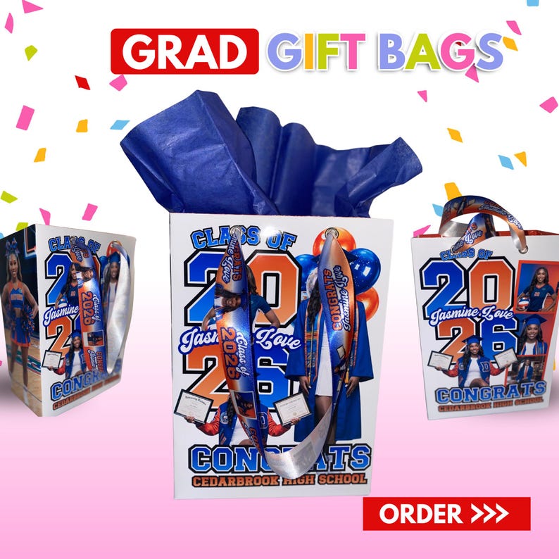 Custom Photo Graduation Gift Bag | Party Bag | Graduation Gift - Etsy