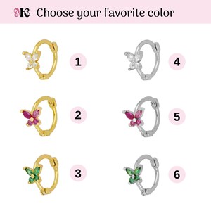 Sterling Silver Butterfly Huggie Hoop Earring, CZ, Helix Cartilage ...