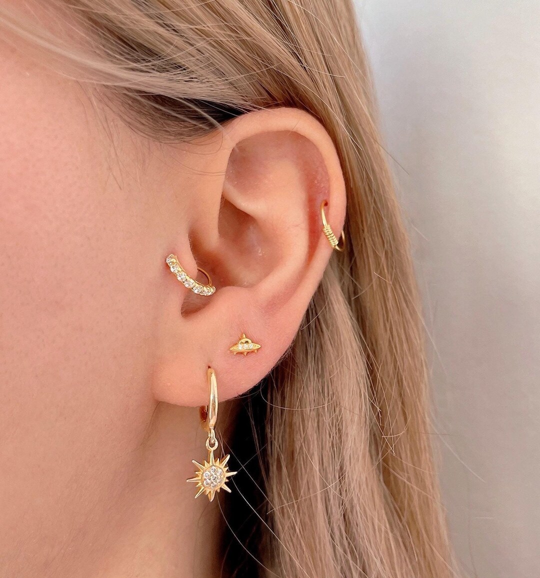 Tiny Coil 22g Hoop Tragus Earring in Sterling Silver 6mm 8mm Inner ...