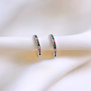 Rainbow CZ Sterling Silver Conch Ear Cuff, No Piercing - Etsy