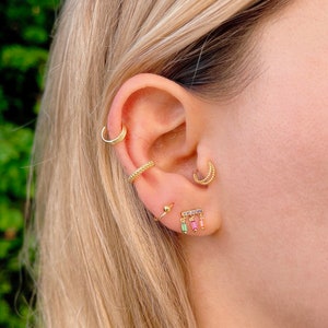 Double Rope Tragus Earring 22g, Sterling Silver Tiny Cartilage Piercing ...