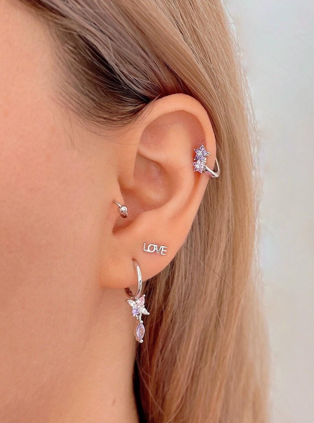 Ball Tragus Earring 22G Hoop in Sterling Silver, 6/8/10mm Hoop Helix ...