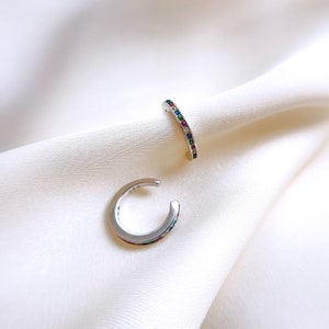 Rainbow CZ Sterling Silver Conch Ear Cuff, No Piercing - Etsy
