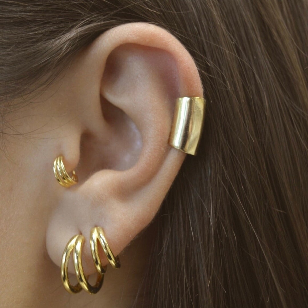 Triple Band Tragus Earring 22g Sterling Silver Tiny Cartilage - Etsy