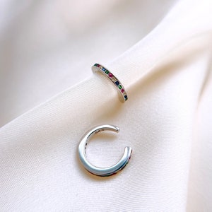 Rainbow CZ Sterling Silver Conch Ear Cuff, No Piercing - Etsy