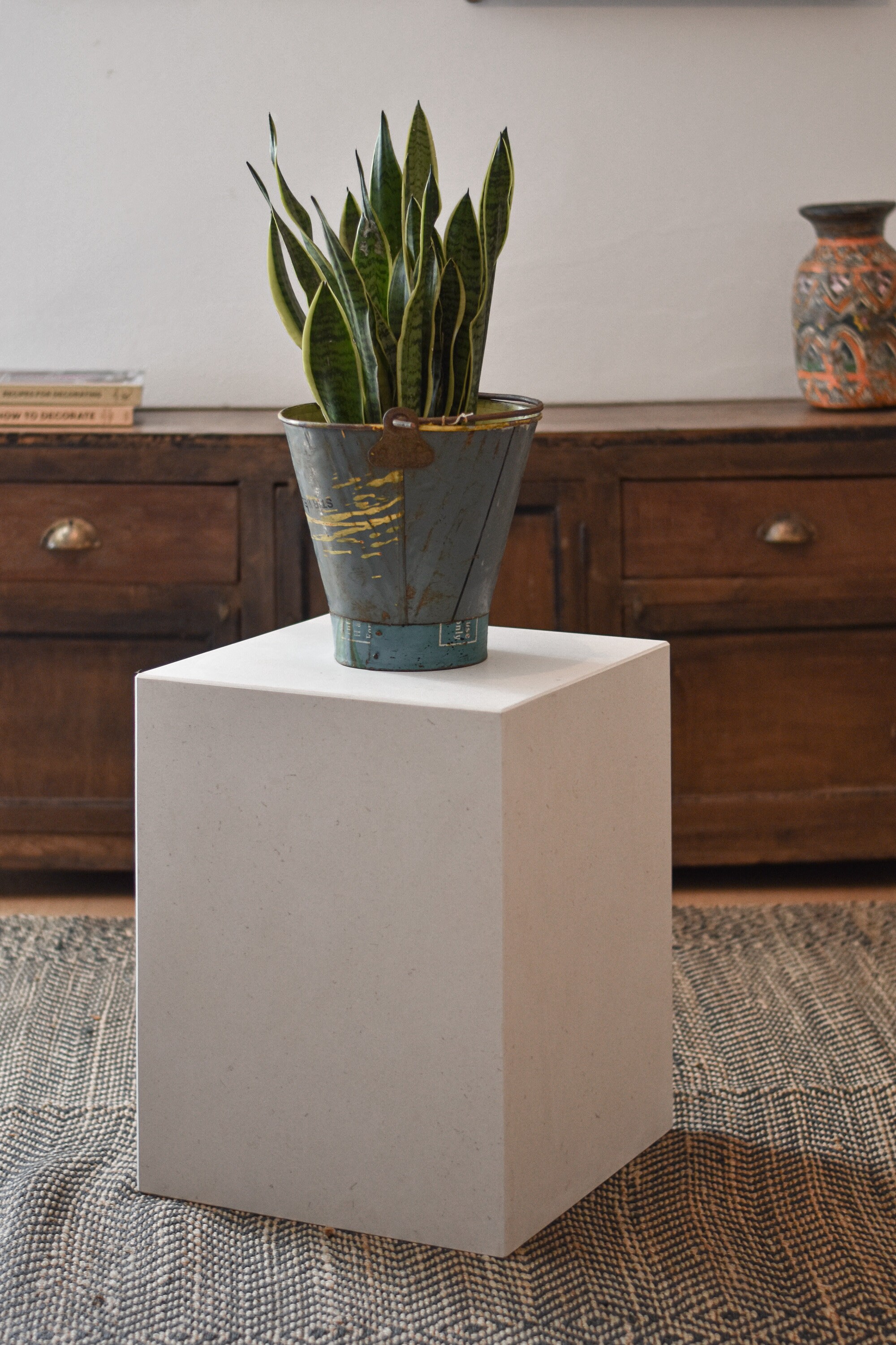 Beige Marble Plinth Side Table - Etsy