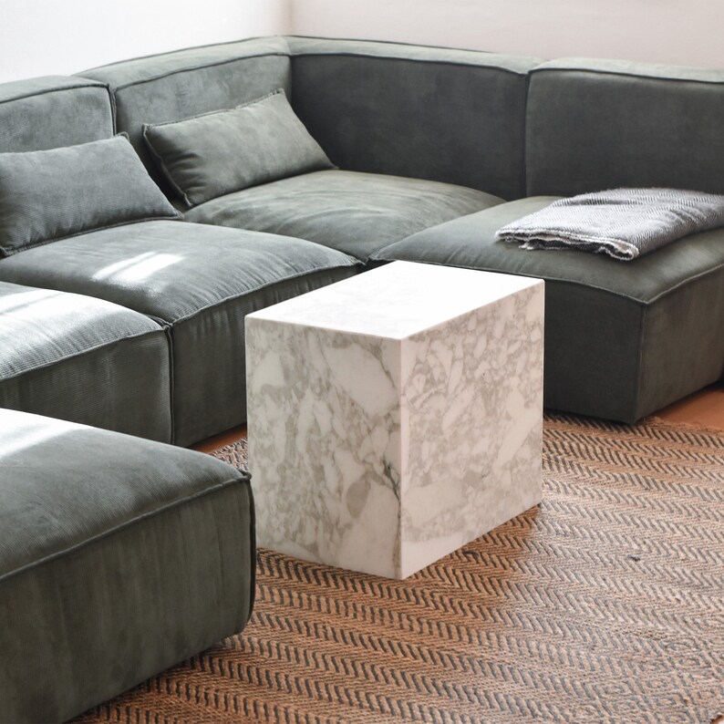 Calacatta Arabescato Corchia Marble Plinth Honed Minimalist Side Table ...