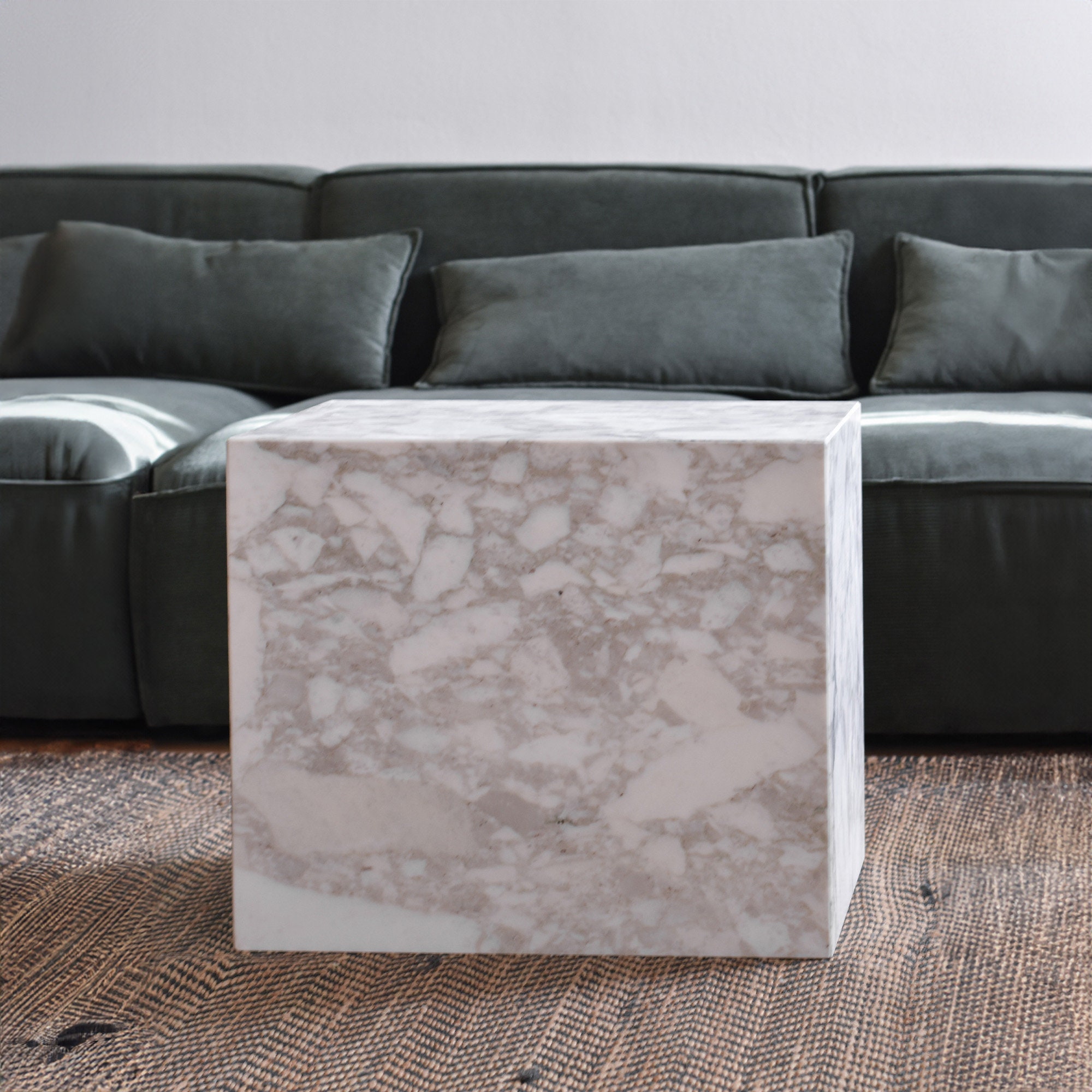 Calacatta Arabescato Corchia Marble Plinth Honed Minimalist Side Table ...