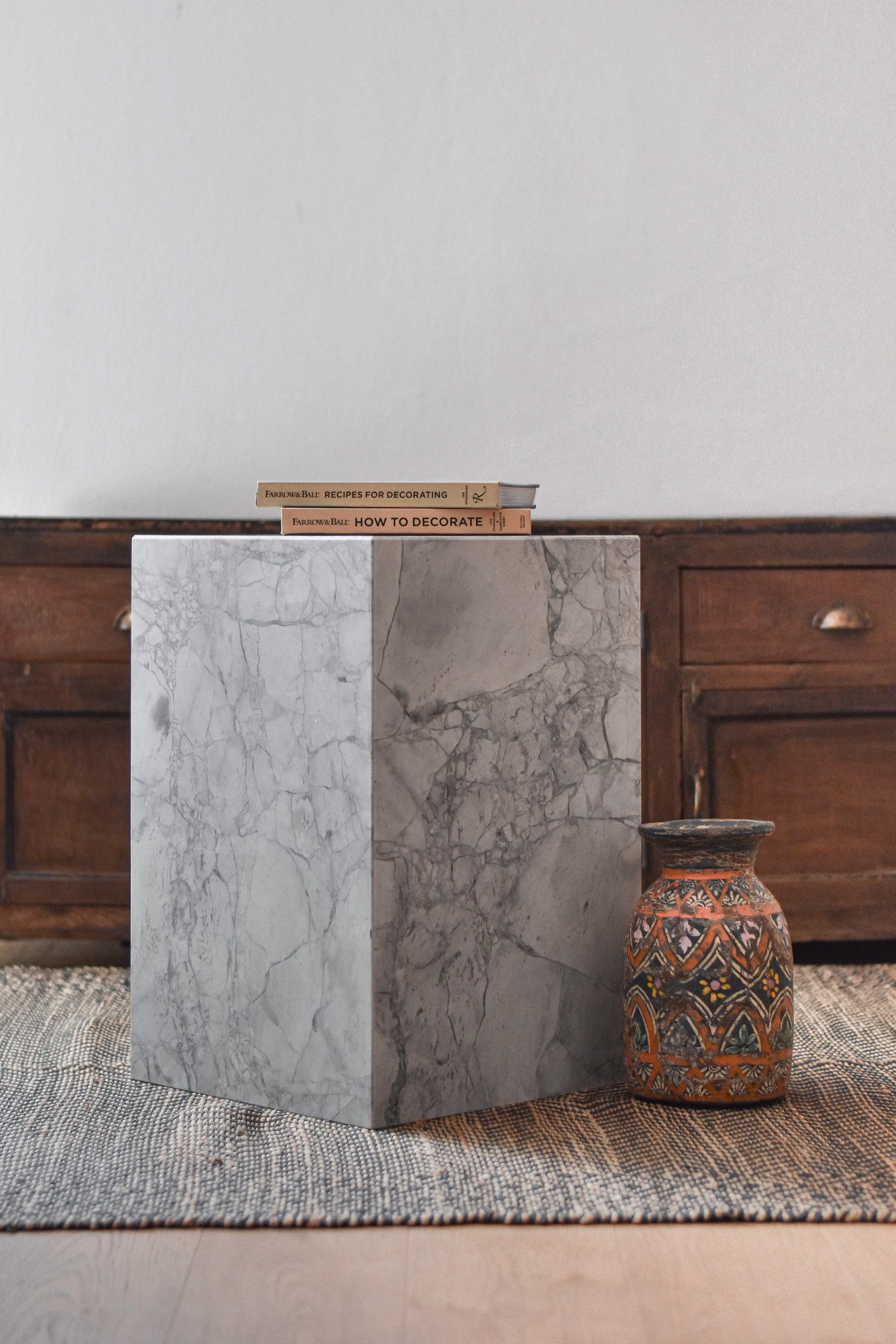 Grey Marble Plinth Side Table - Etsy