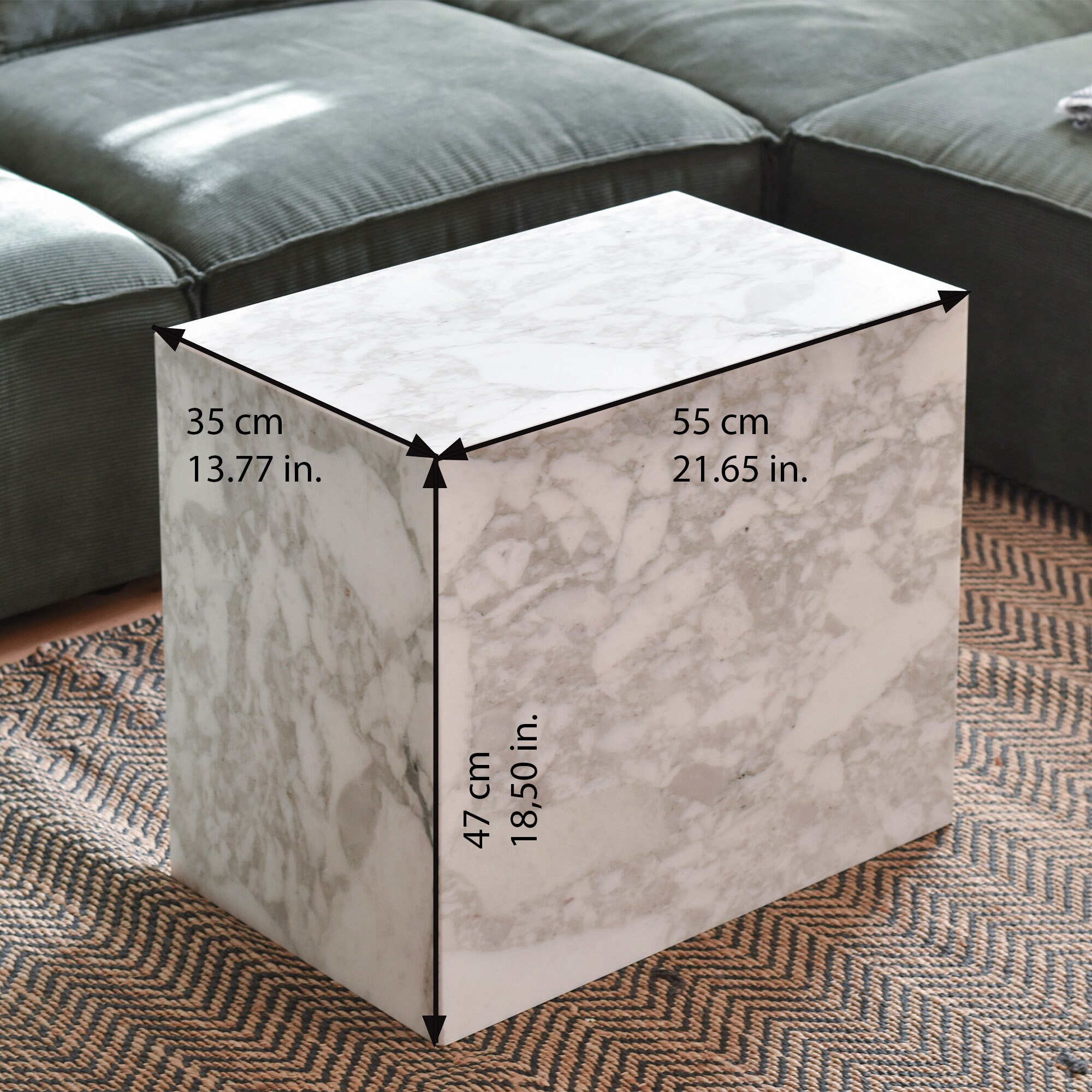 Calacatta Arabescato Corchia Marble Plinth Honed Minimalist Side Table ...