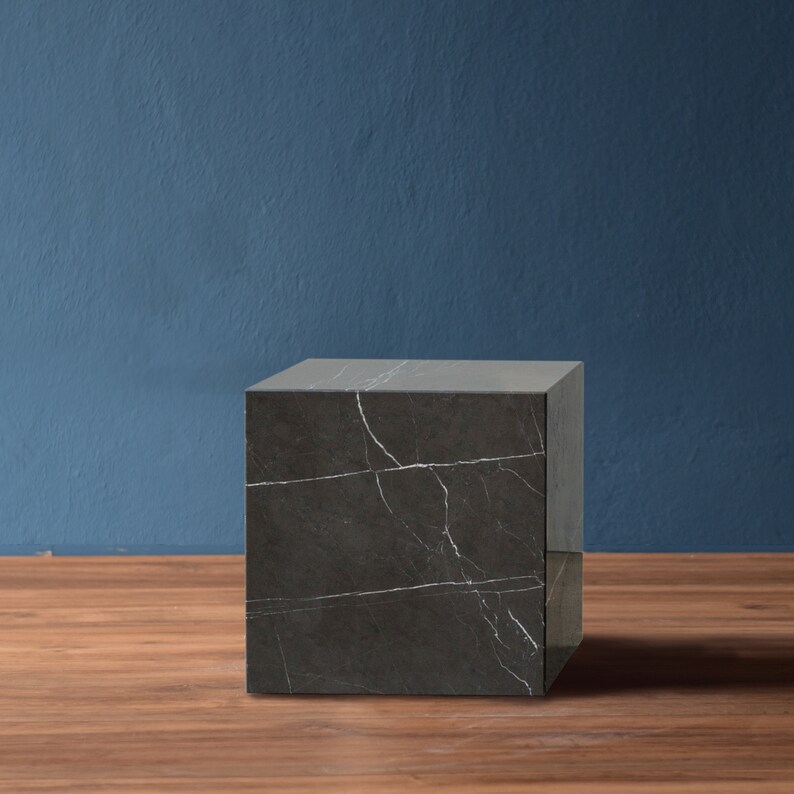 Grey Marble Plinth Side Table - Etsy